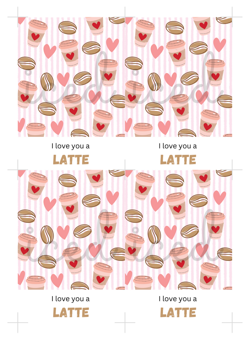 Cookie Card Digital Download - I Love You a Latte – Iced