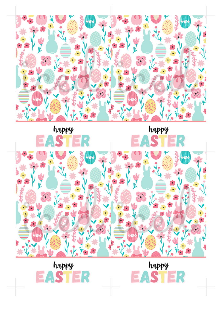 Cookie Card Digital Download - Happy Easter Floral – Iced