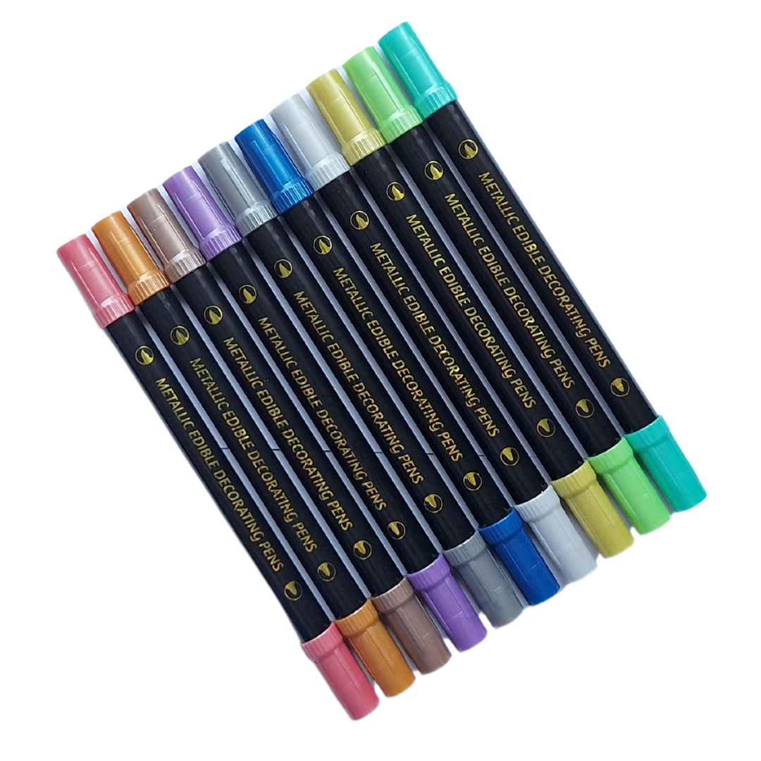 Metallic Edible Marker Pens Dual Tip- Set of 10 – Iced