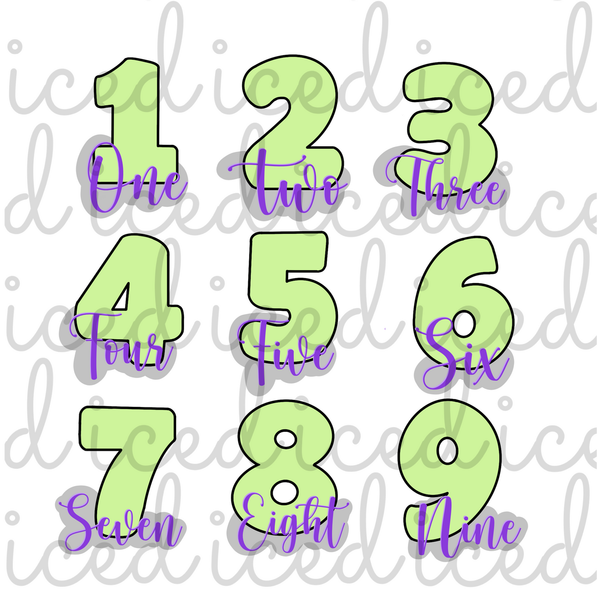 Number with Bottom Text Cutter (individual) – Iced