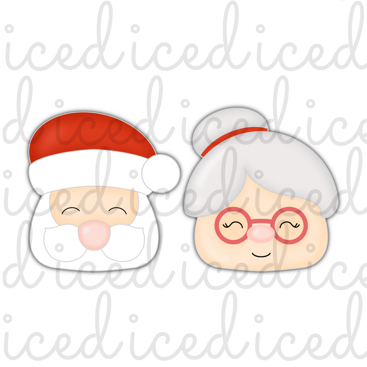 Mini Christmas Santa & Mrs Clause – Iced